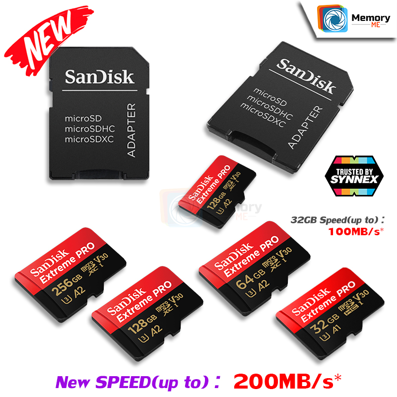 SANDISK Micro SD card Extreme PRO 32GB 64GB 128GB 256GB 512GB 1TB Class10 U3 A2 UHS-I 200MBs ...