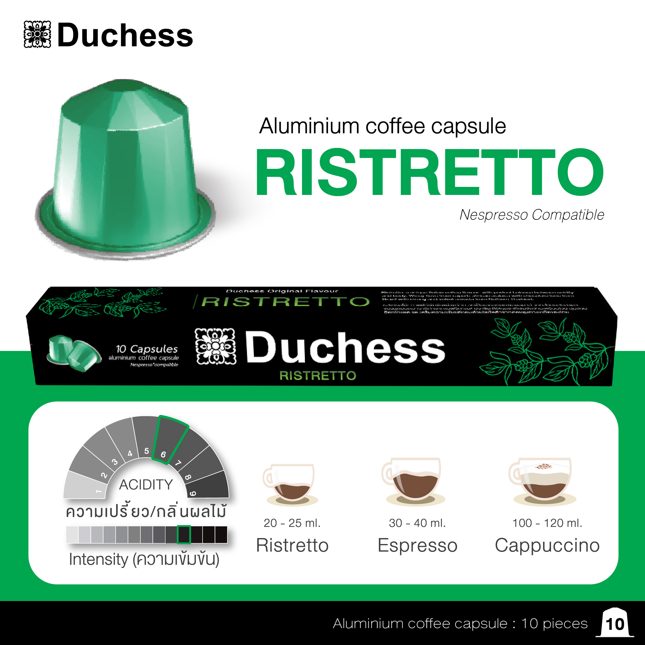 Duchess Coffee Capsule 1 กล่อง 10 แคปซูล มี 15 รสชาติ สามารถเลือกรสชาติ ...