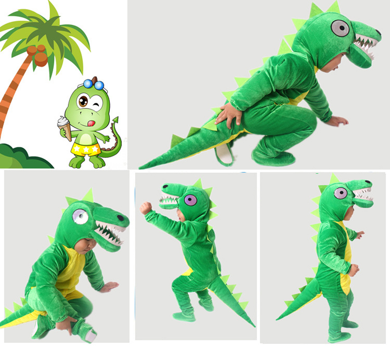 T-Rex Deluxe Kids Dinosaur Costume for Boy Girl Halloween Child ...