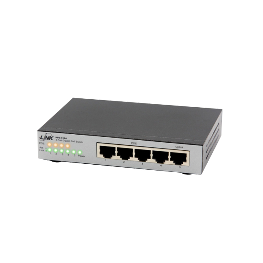 LINK 4-Port Giga PoE Switch 4 FE (PoE) + 1 GE (60W) รุ่น PSG-3104 - WIS ASIA - ThaiPick