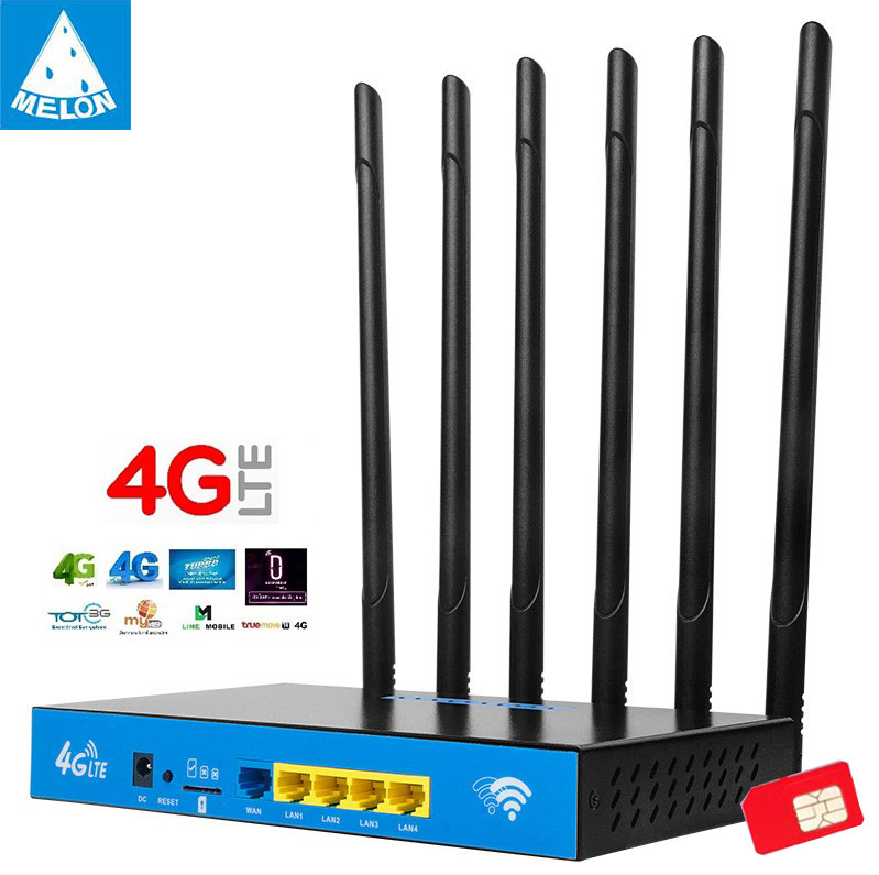 1200Mbps 4G เราเตอร์ใส่ชิม 6 เสา 2.4G+5G Dual Band Indoor 4G CPE Sim ...