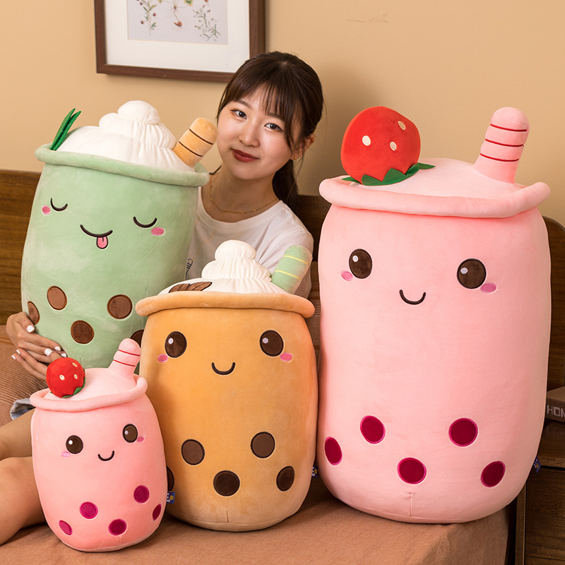 Boba Plushies Bubble Tea Plush Toys Kawaii Plush Cup Shaped Pillow Real ...