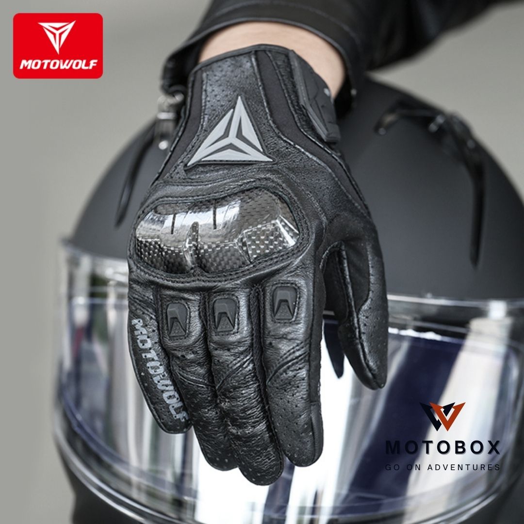 ถุงมือหนัง พร้อมการ์ดป้องกันคาร์บอนเคฟล่า Motowolf MDL 0305 ใส่สบาย ...