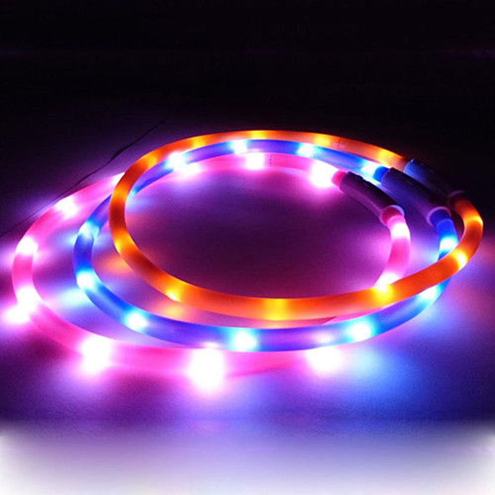 USB Rechargeable LED Flashing Light Band Glow Belt Pet Dog Puppy Safety ...