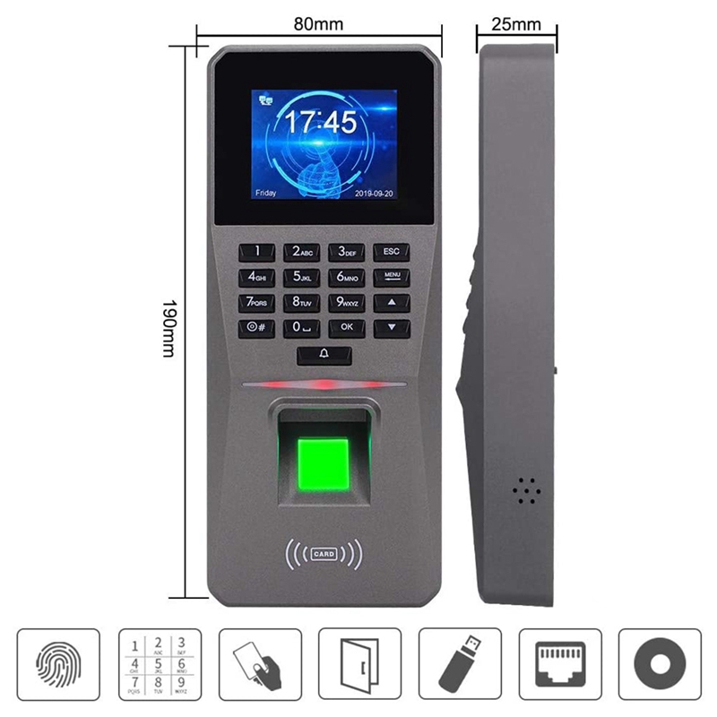 2.4Inch TCP/IP/USB Biometric RFID Keypad Fingerprint Access Control System Electronic Time Clock ...