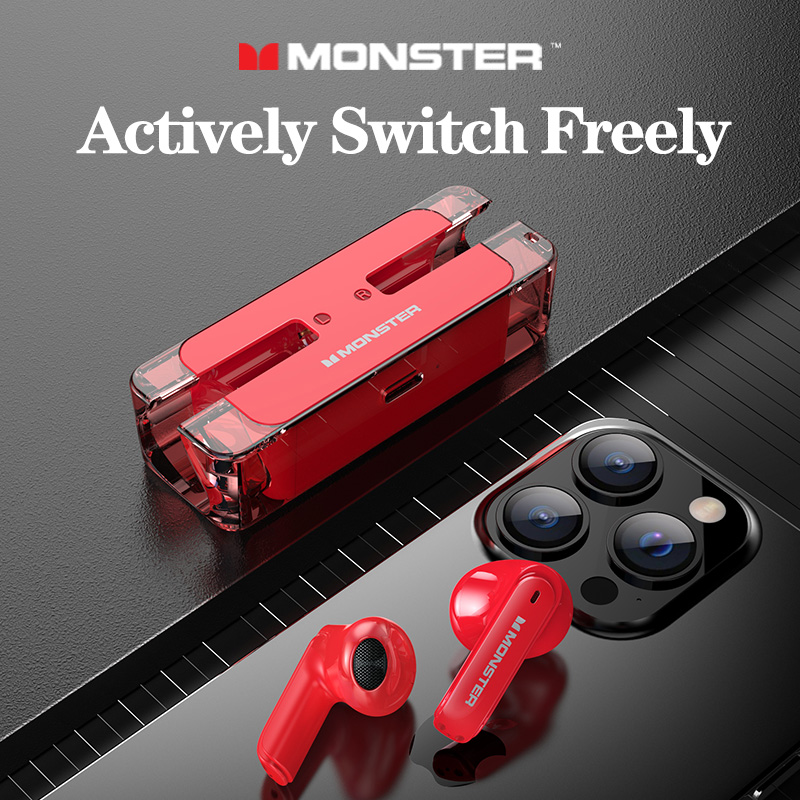 Monster XKT08 TWS เกมหูฟังบลูทูธ เพลงโหมดคู่ หูฟังไร้สาย Waterproof หู ...