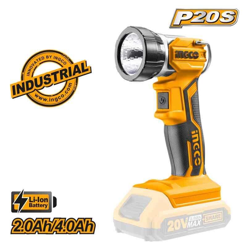 INGCO SET โคมไฟแบตเตอรี่ รุ่น CWLI2001 หลอด 3.2 kw (รวมแบต 2แอมป์ 1ก้อน ...