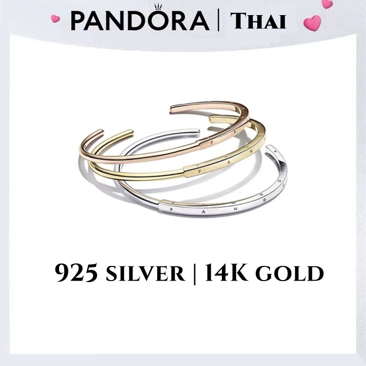 Pandora เงิน925 14K เปิด สร้อยข้อมือ กำไล Classic Collection I-D(Open)Bracelet ของแท้ 100 ...