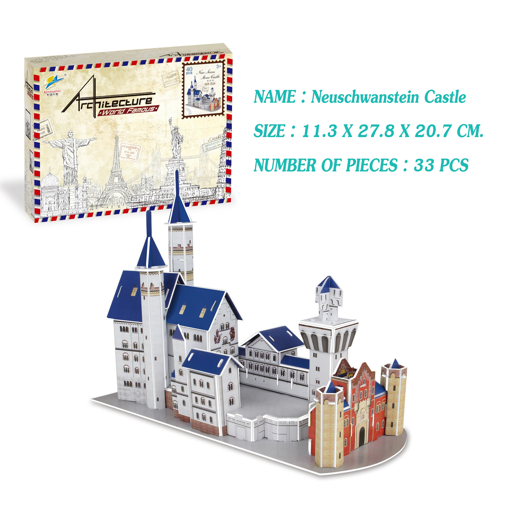 🗼🏟️🏰 3D Puzzle Building DIY Educational Toy โมเดล สถานที่ท่องเที่ยว สิ่งมหัสจรรย์ของโลก หอไอเฟล ...