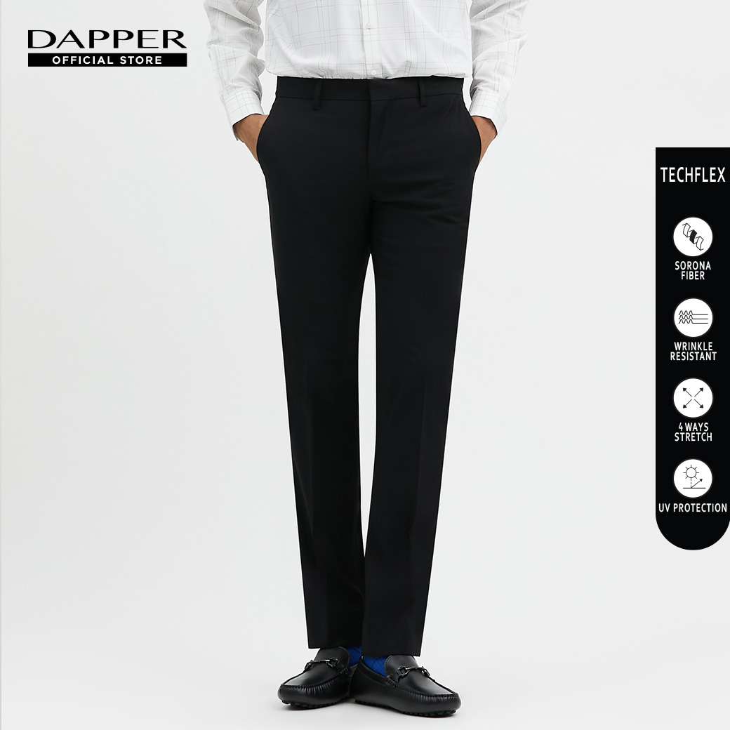 DAPPER กางเกงทำงาน TECH FLEX ทรง Slim-Fit เนื้อผ้ายืด สีดำ | Lazada.co.th