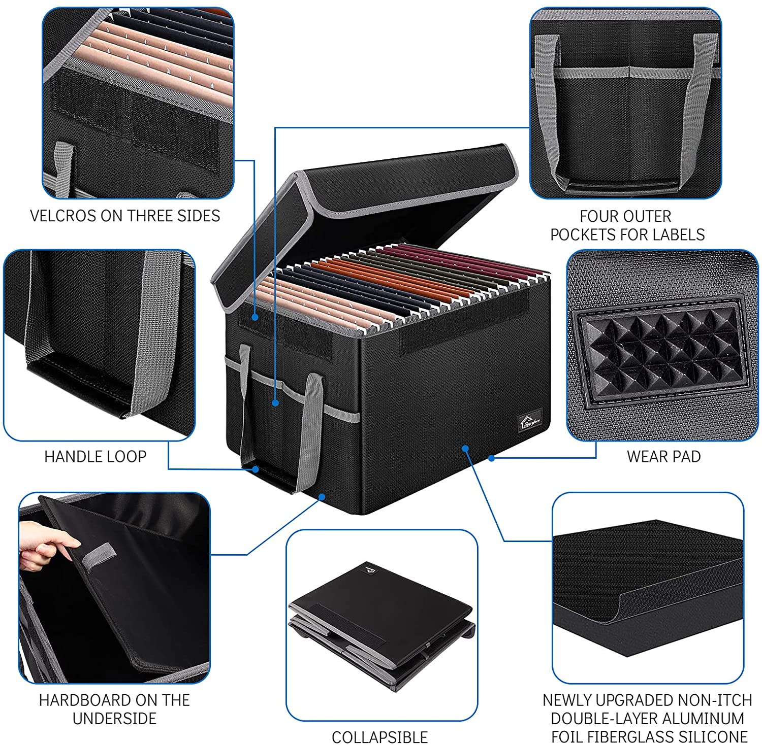 Fireproof Box with Lock File Storage Organizer Anti-Static Box ...