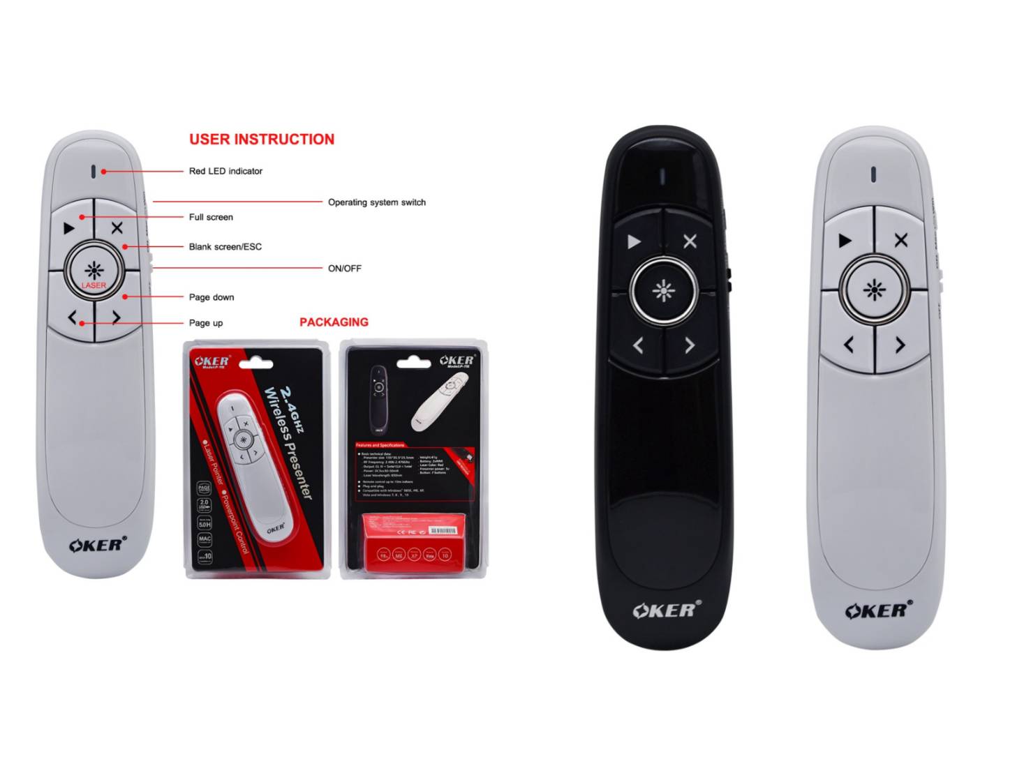 Laser Pointer OKER P118 2.4GHZ WIRELESS PRESENTER รีโมทสำหรับนักบรรยาย ...