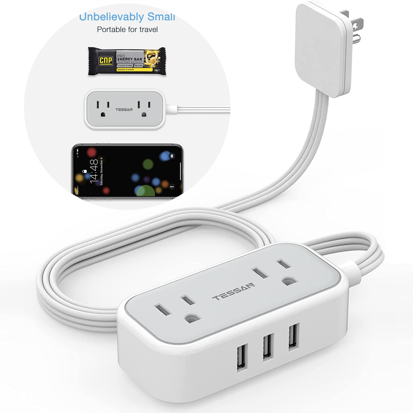 Multi-Function Extension Socket Type C Adapter Thin Plug Extension Cord ...