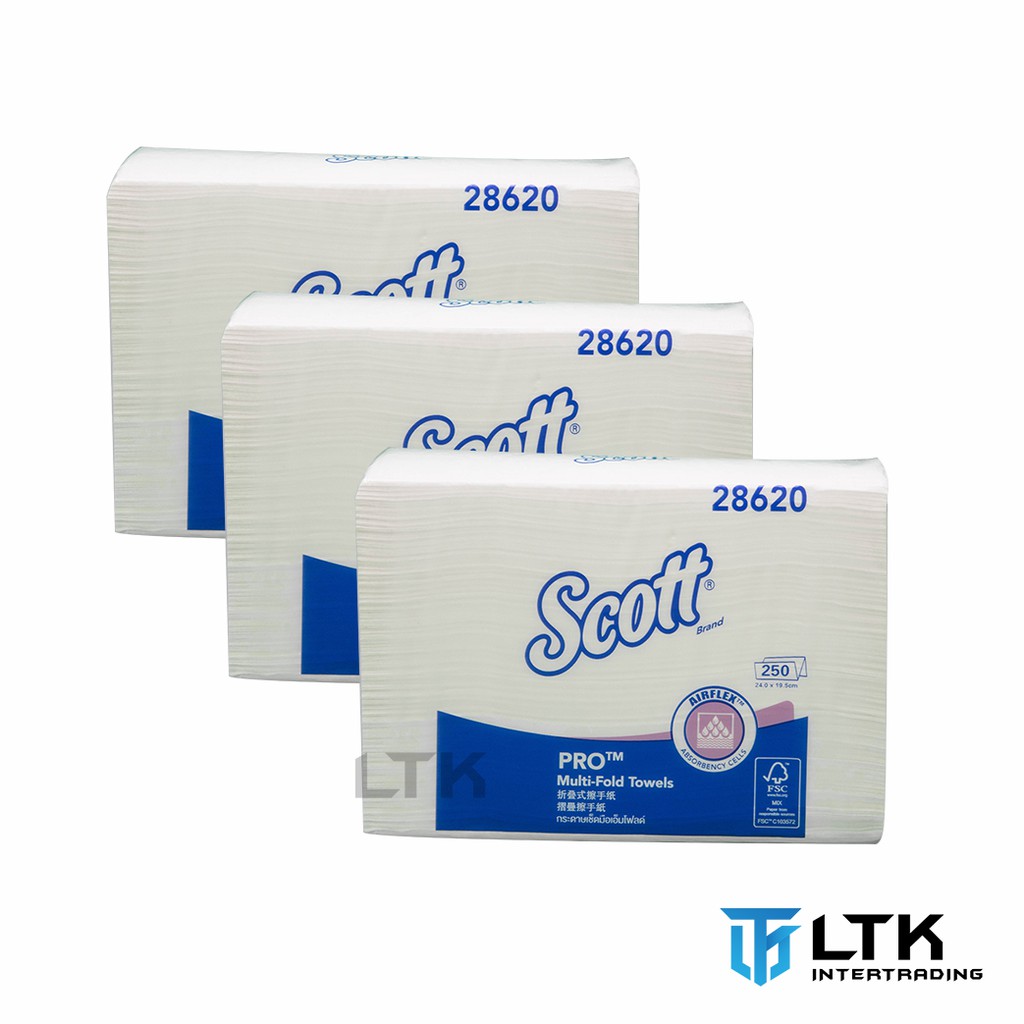กระดาษเช็ดมือ Scott M-fold หนา 1ชั้น 28620 พร้อมส่ง (บรรจุ 3ห่อชุด ...