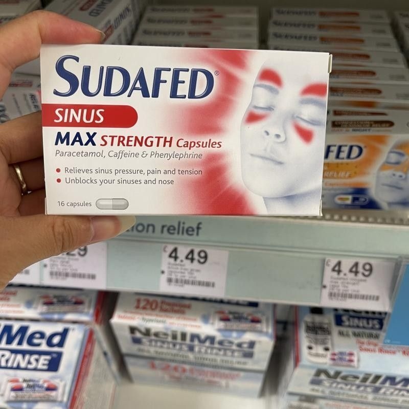 British Sudafed Sinus Max strength Capsules relieve nasal congestion ...