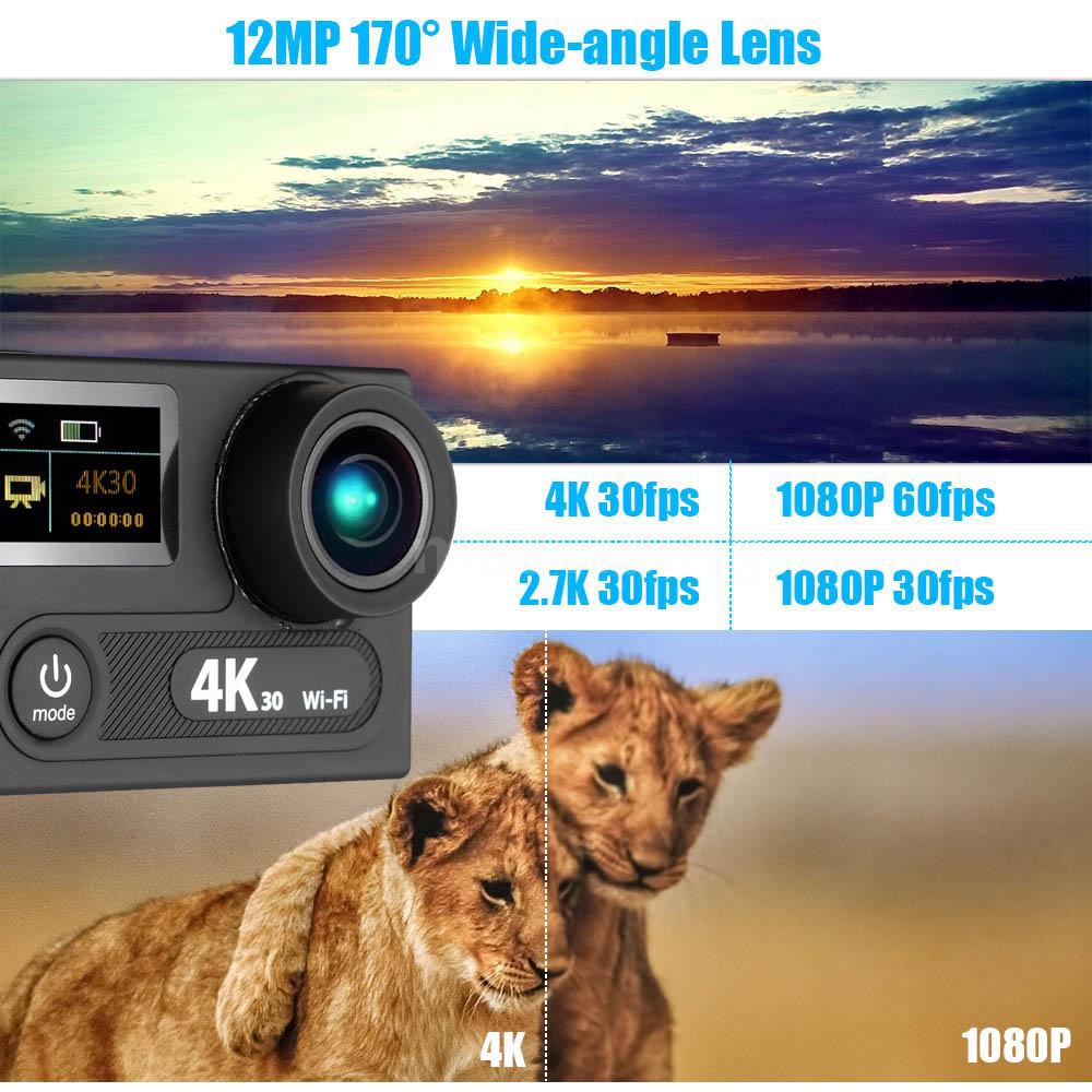 2" Dual Screen LCD Sports Action Camera Ultra HD 360 VR Play Wifi 4K ...