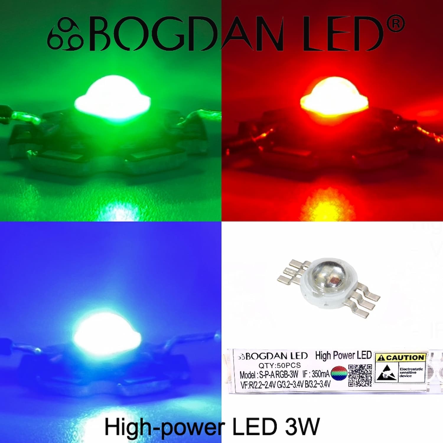 High Power, หลอด LED 3W RGB 6PIN แอลอีดีลูกปัดสี R/G/B ให้ความสว่างสูง ...