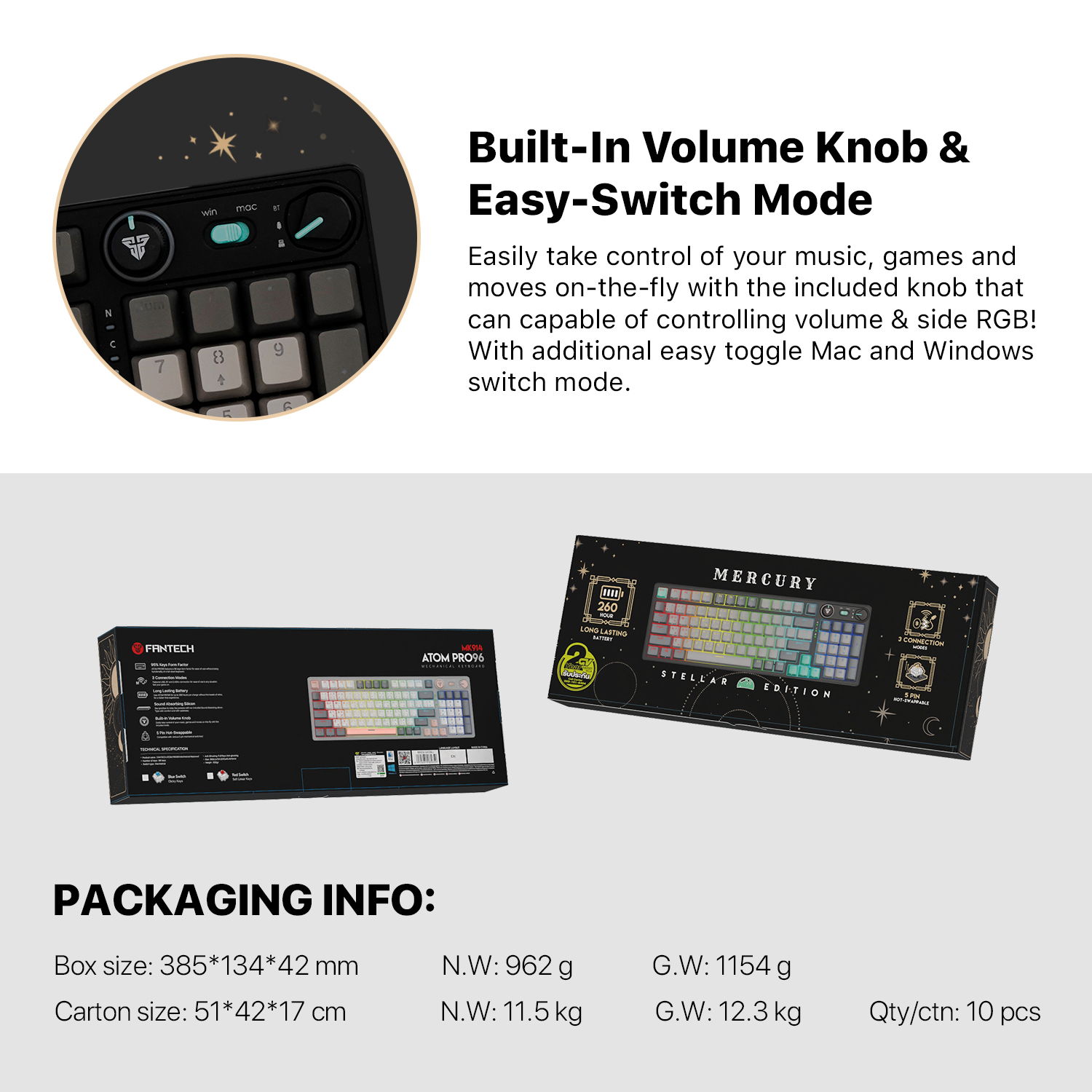 FANTECH รุ่น MK914 Atom Pro 96 SATURN คีย์บอร์ดเกมมิ่ง 100 เชื่อมต่อได้ ...