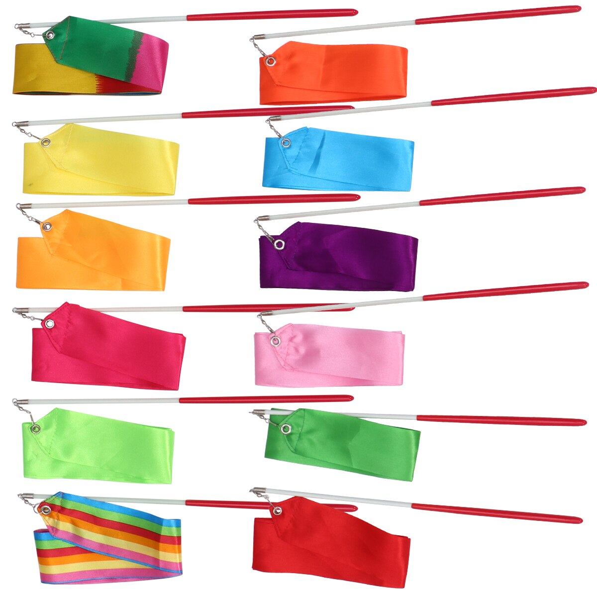 12Pcs 2 Meters Rhythmic Art Gymnastics Ribbon with Stick Children ...