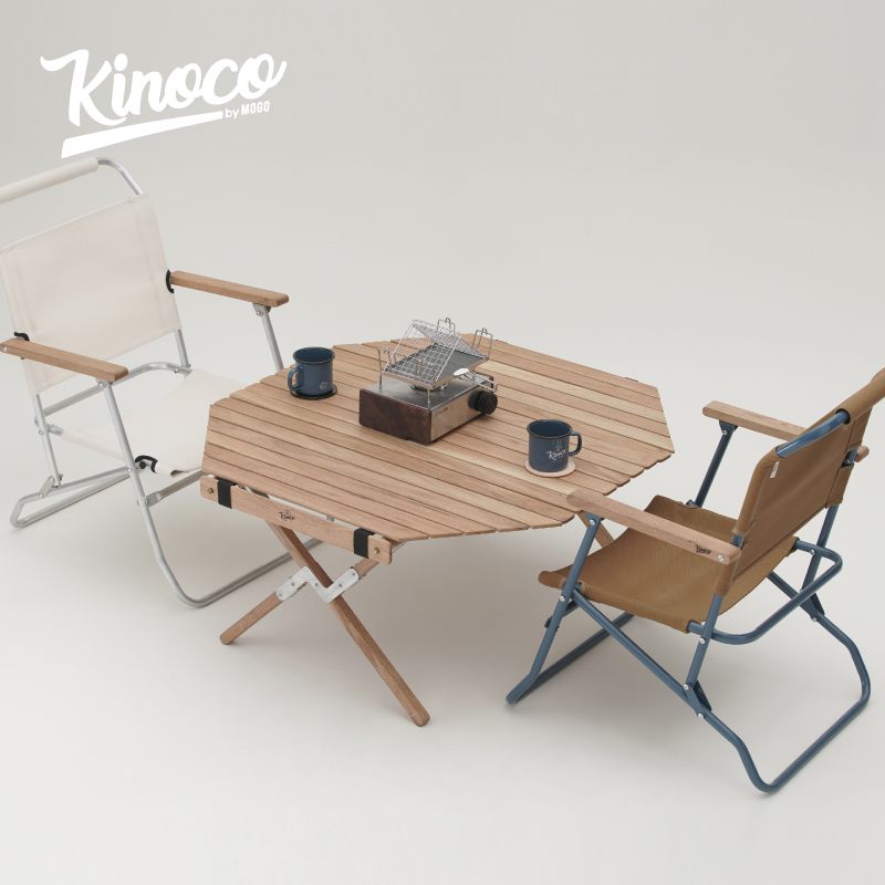 Kinoco Outdoor Octagonal Egg Roll Table Portable Black Walnut Roll ...