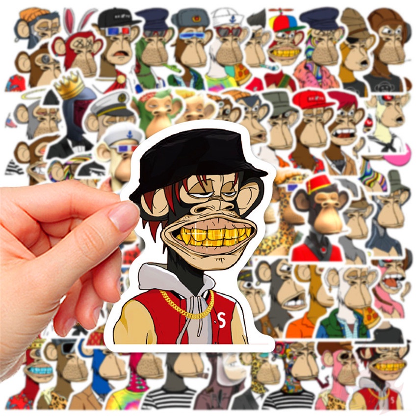 Stiker Nft Bored Ape Yacht Club Series 01 60pcs Set Stiker Doodle DIY ...