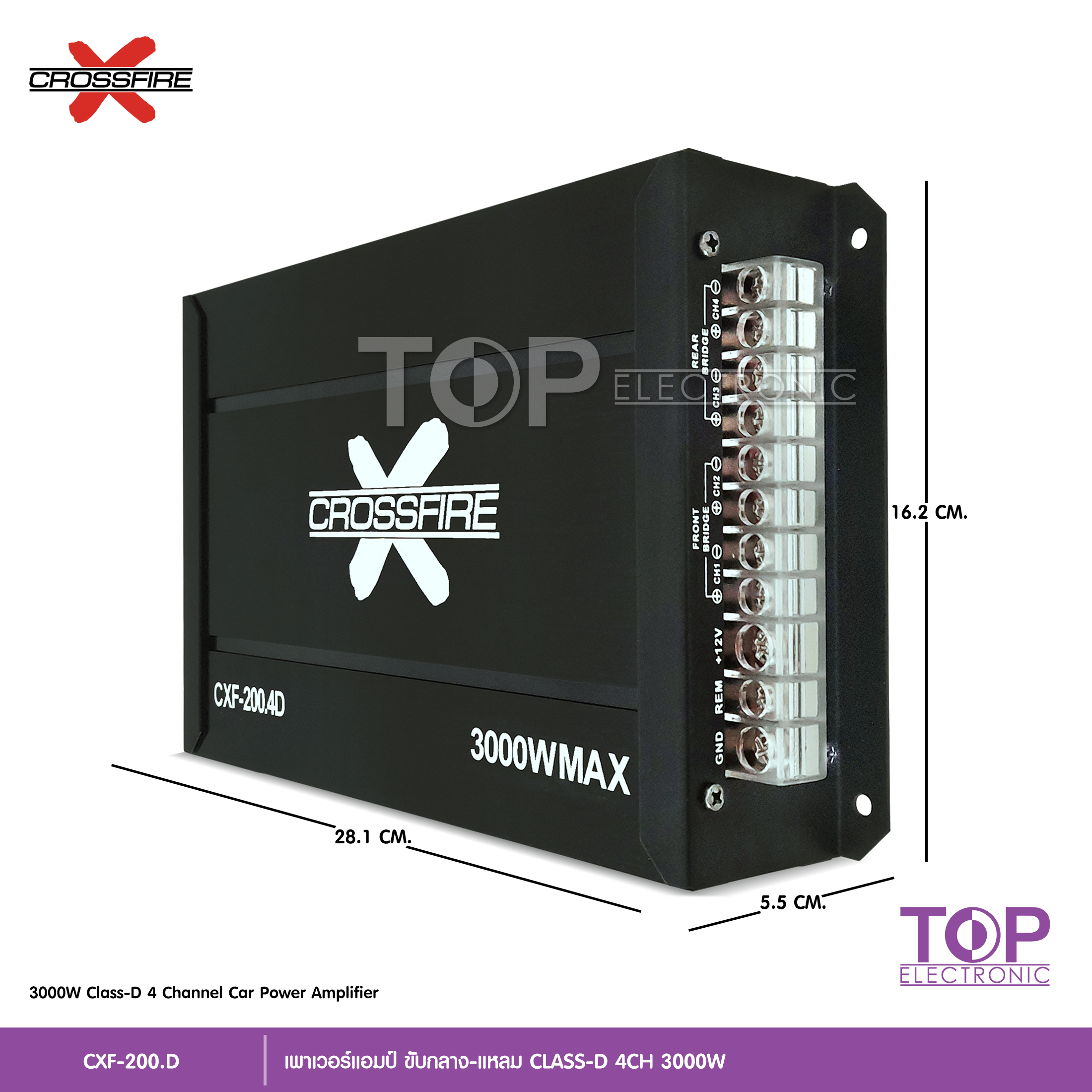 TOP CROSSFIRE-X เพาเวอร์แอมป์ คลาสดี 4CH. 3000วัตต์เต็ม CFX-200.4【รับประกัน 】Power CLASS D 4CH ...