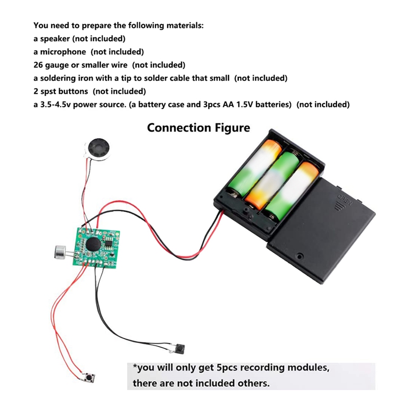 5PCS 30S Seconds Voice Playback Board Electronic Greeting Card Recorder ...