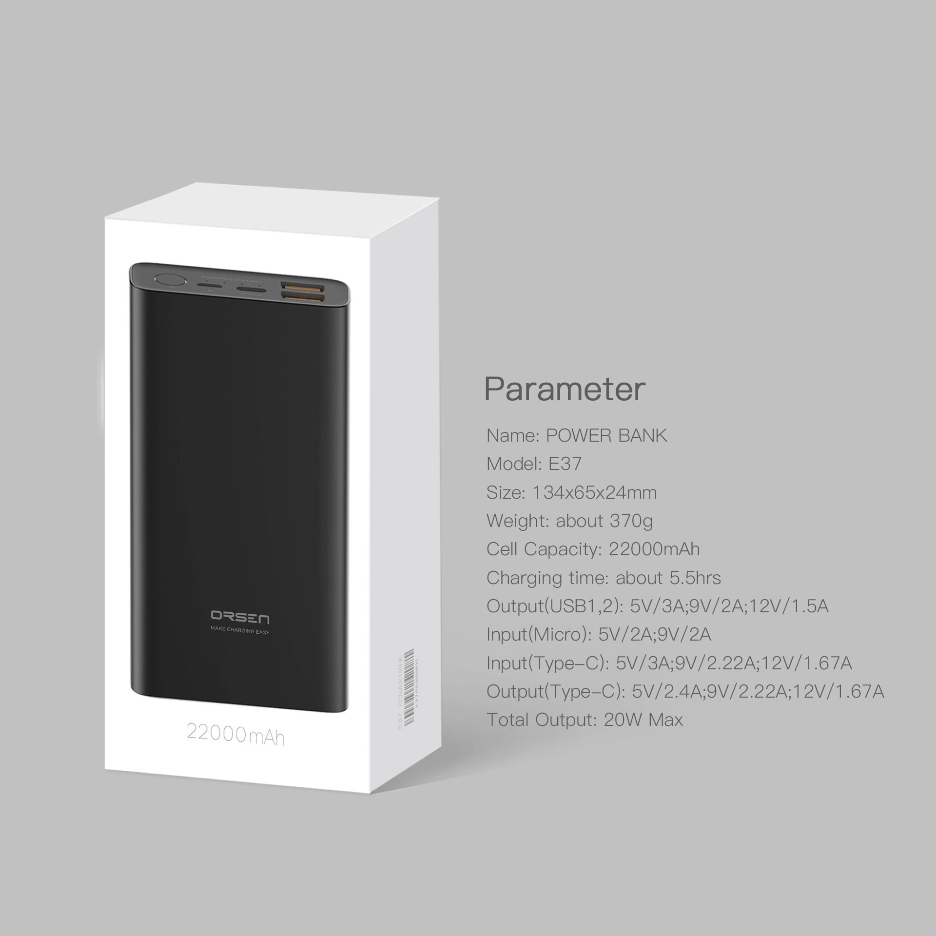 Eloop E37 22000mAh / E36 12000mAh แบตสำรอง QC3.0 PD 18W ชาร์จเร็ว Power ...