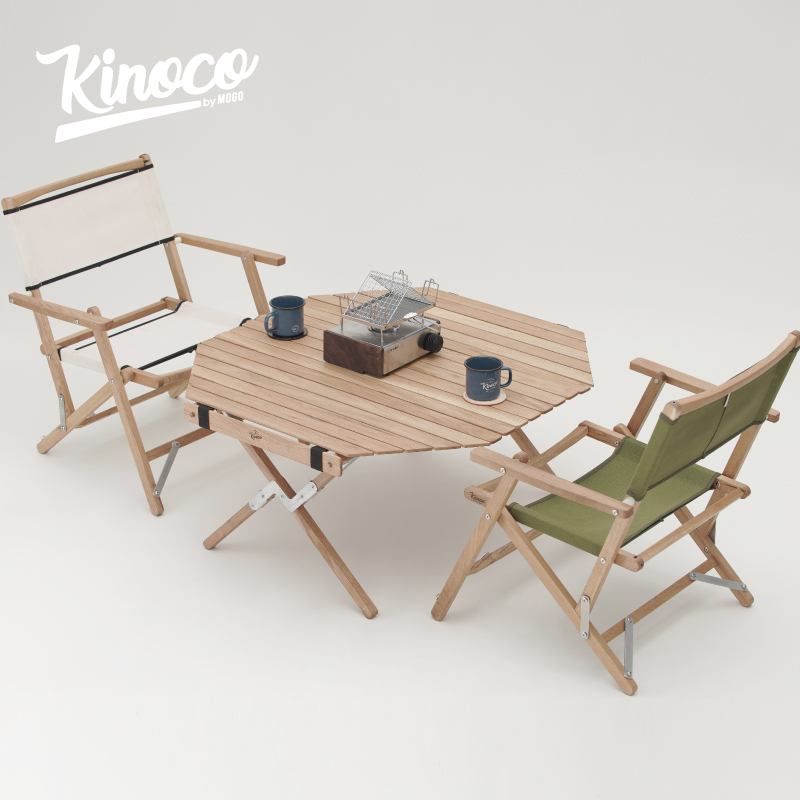 Kinoco Outdoor Octagonal Egg Roll Table Portable Black Walnut Roll Table Camping Barbecue Tour ...