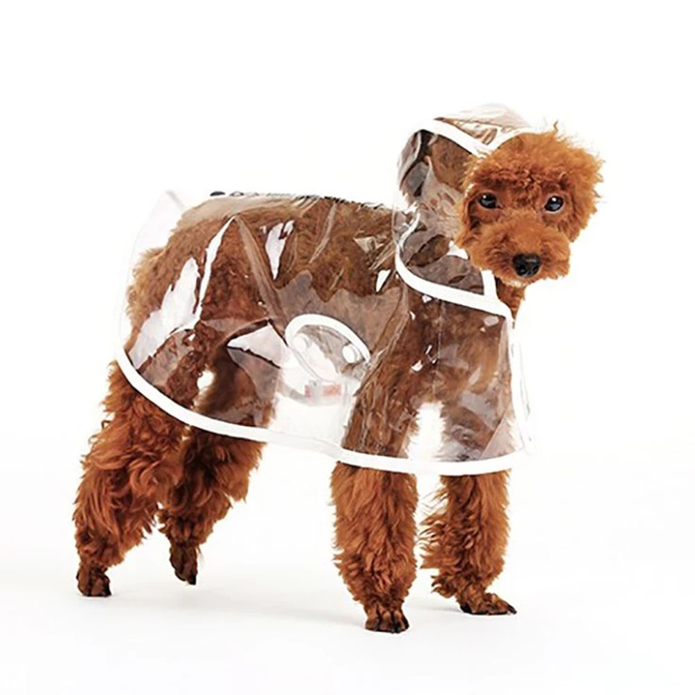 Dog Puppy Transparent Rainwear Raincoat Hooded Waterproof Jacket ...