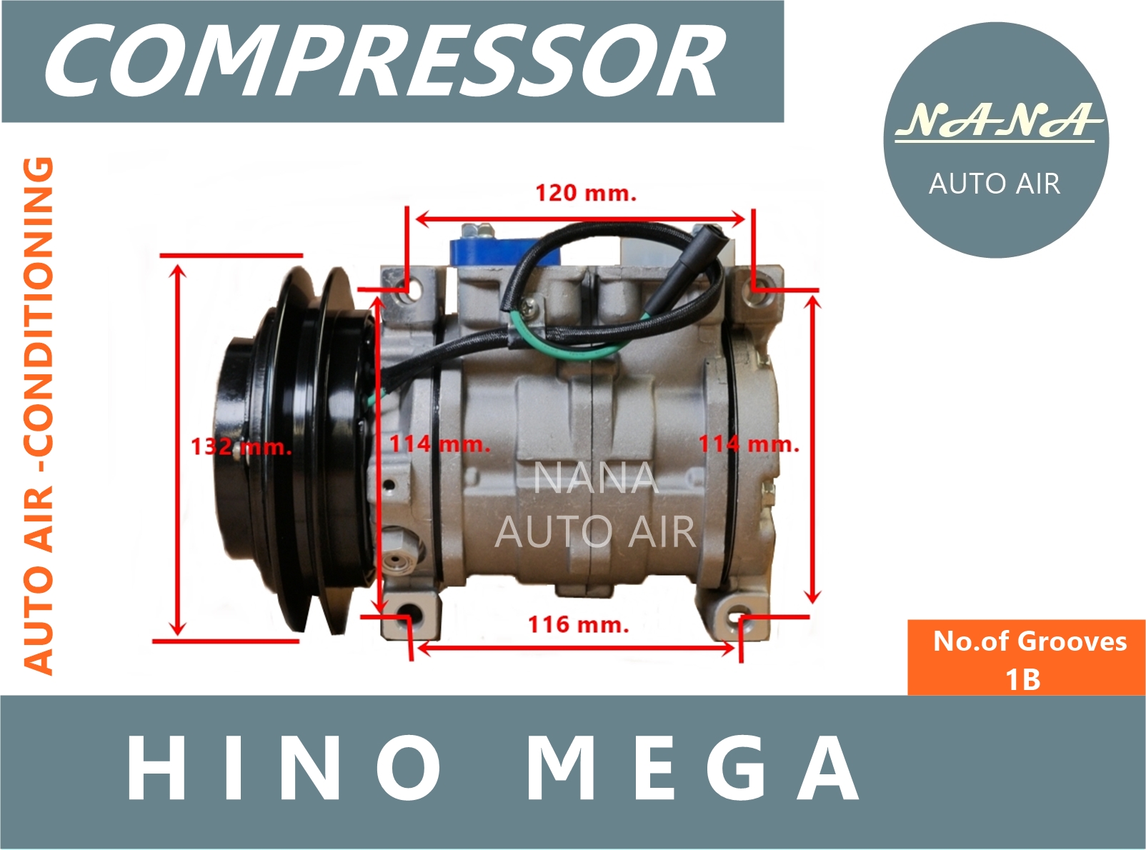 สินค้าคุณภาพ มือ1 COMPRESSOR Hino Mega คอมเพรสเซอร์ แอร์ ฮีโน่ เมก้า ...