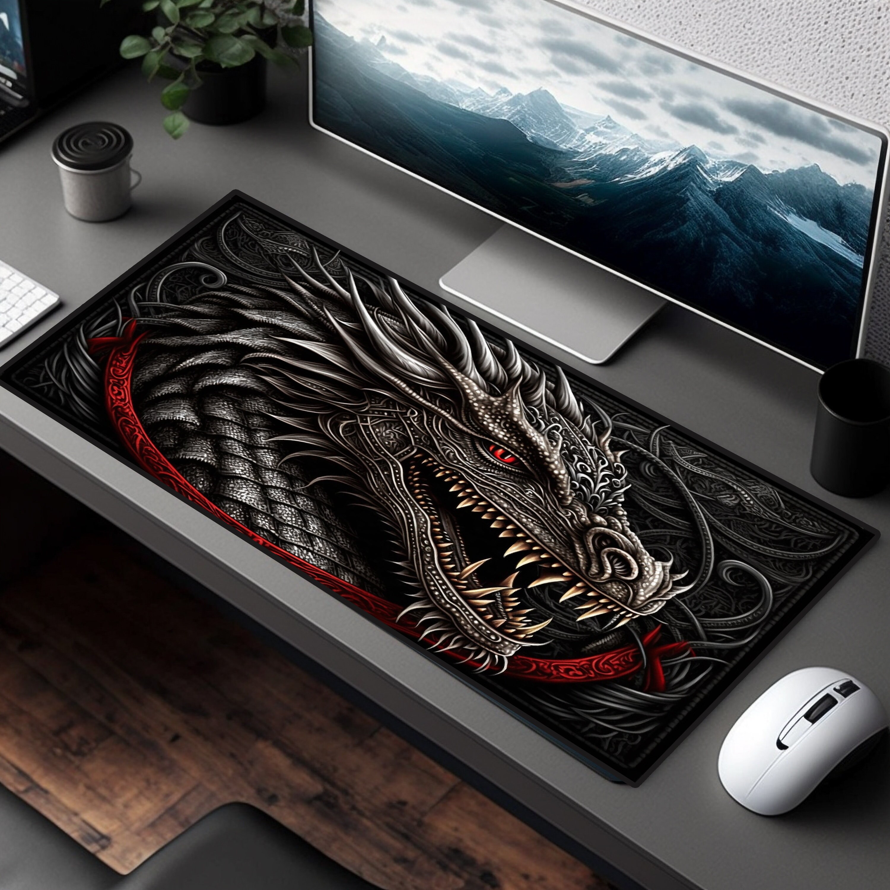 Fashion Gothic Dragon Desk Medieval Decor Dragon Desk Mat Draco Desk ...