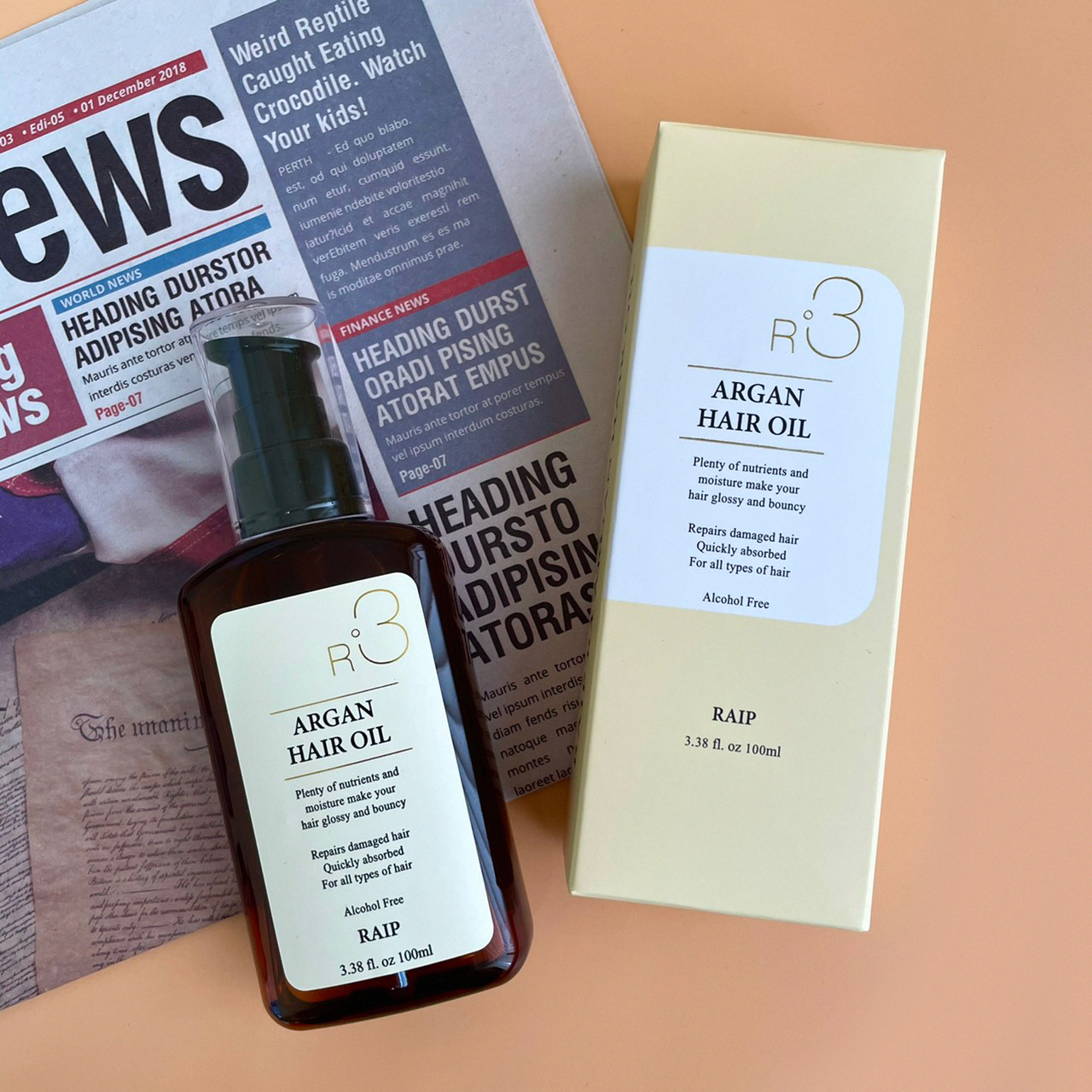 Raip R3 Argan Hair Oil 100 ml แฮร์ออยล์ สำหรับผมแห้งเสีย ครบทุกสูตร จากเกาหลี /ราอิบ Koriico ...