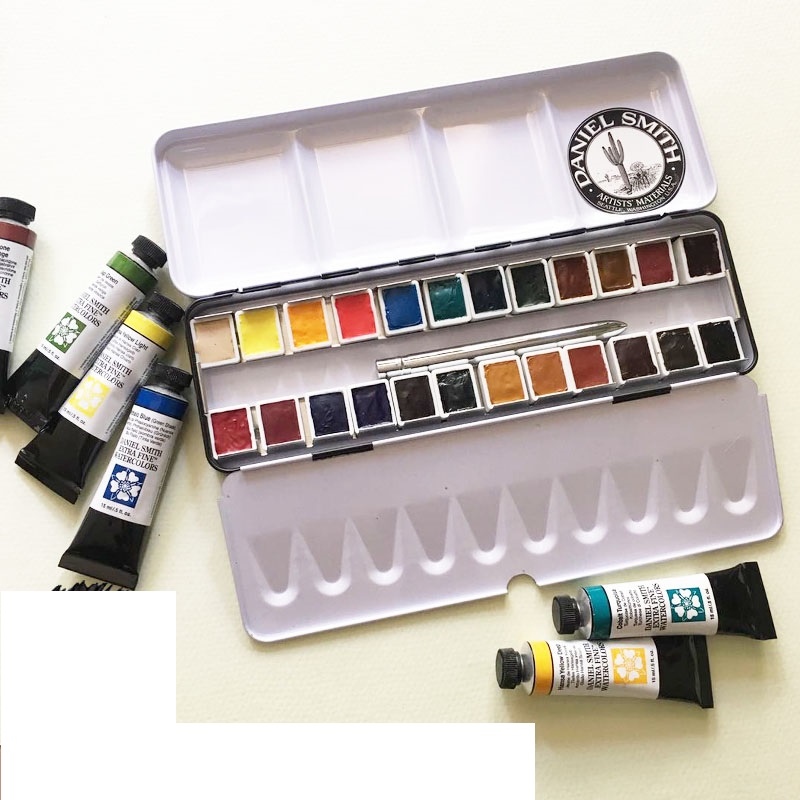 Daniel Smith Watercolour Paint Half Pan Metal Box Set Of 24 at Donald ...
