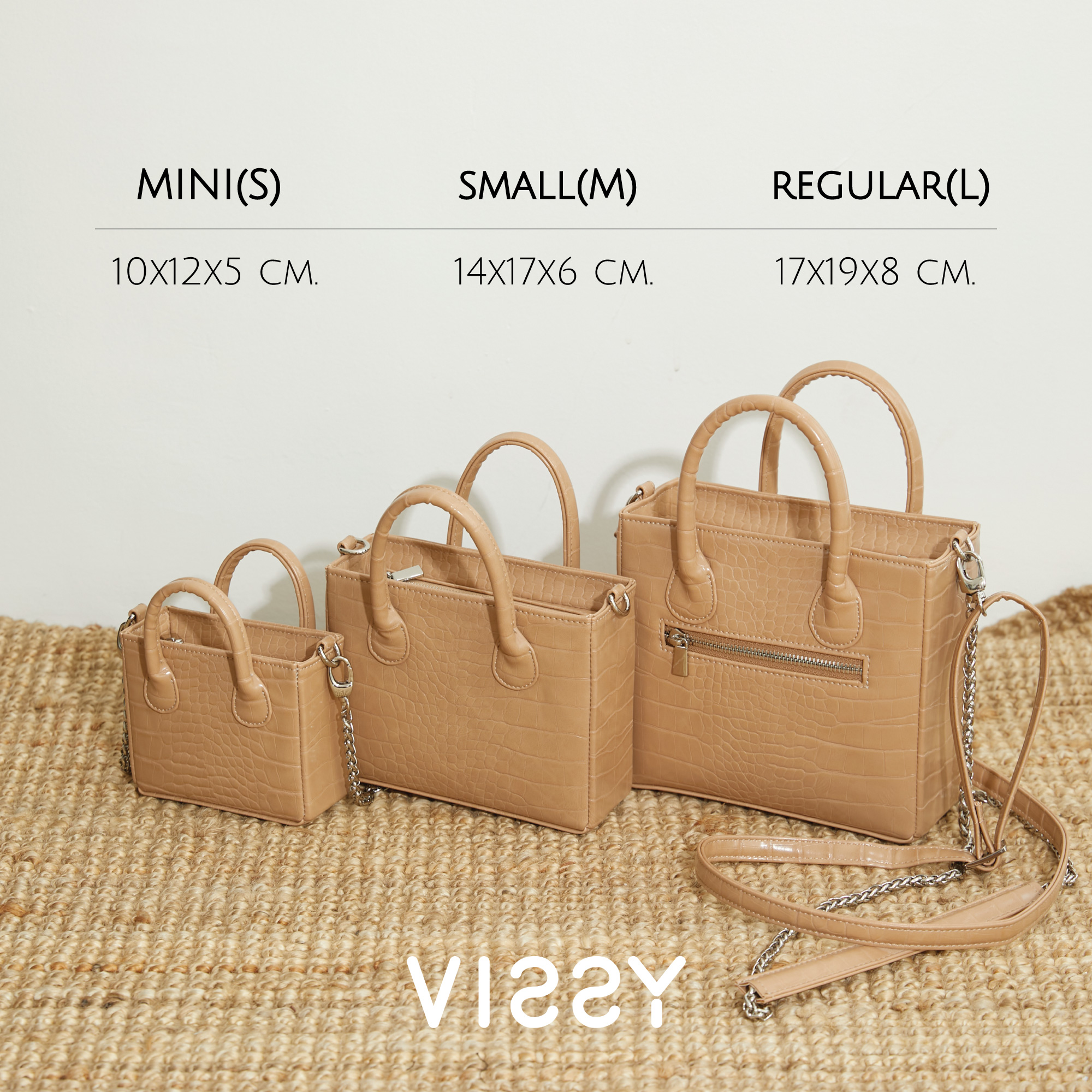 รุ่น Vissy ขนาดMini4" กระเป๋าสะพายผู้หญิง หนังPu ลายจระเข้ สายสะพายโซ่ ...