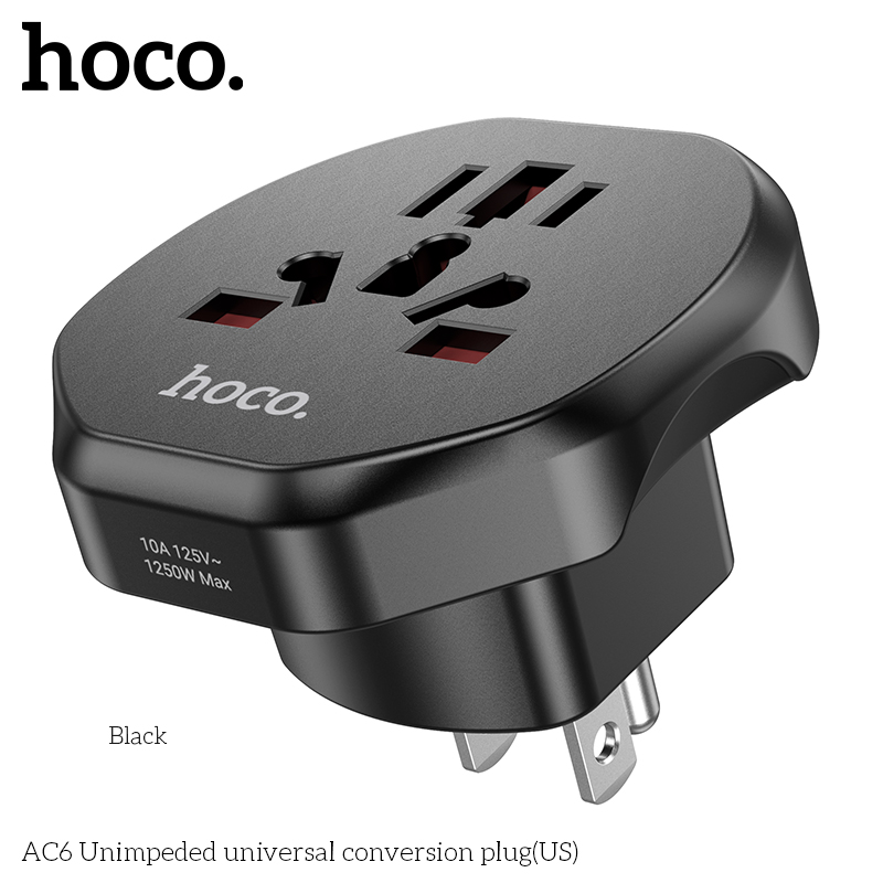 ส่งเร็ว1วัน HOCO AC6 10A 2500W Universal Conversion Adapter Socket EU ...