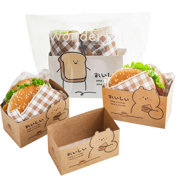 Popular Online Sandwich Packaging Box Thick Egg Toast Box Paper Korean ...