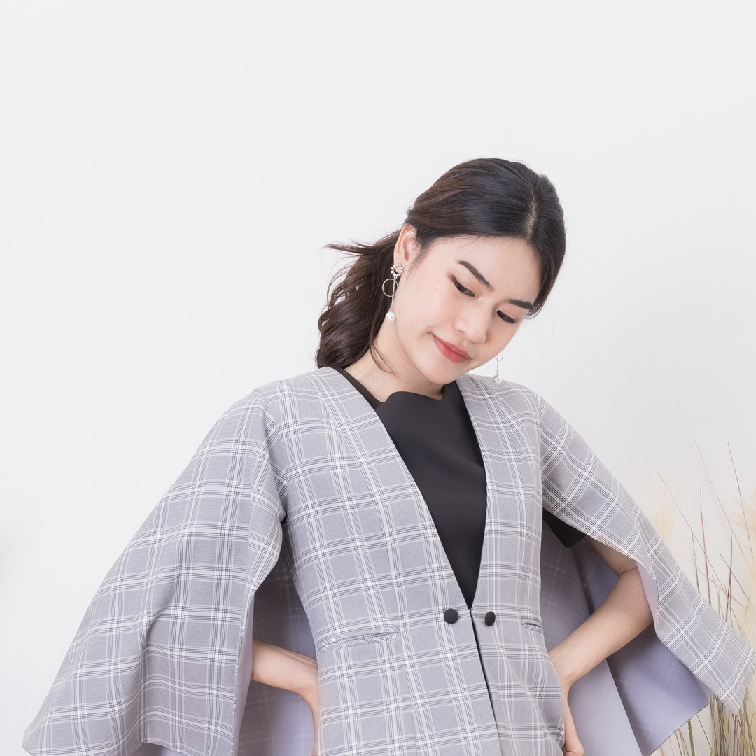 สูทสก็อตดำ ทรงปีกค้างคาว (MB-006) - Missoffice - ThaiPick