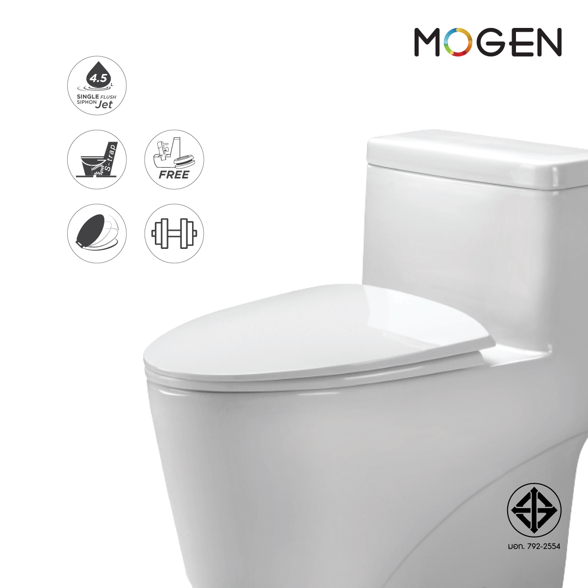 MO39 (Eco) MOGENโถสุขภัณฑ์ชิ้นเดียว (ฝา Slow Close) สีขาว - MOGEN ...