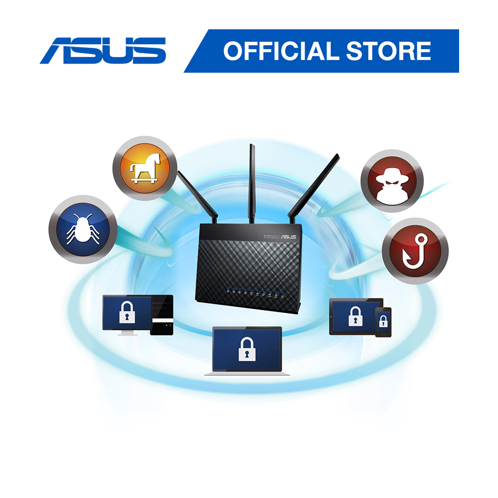 Asus Router (RT-AC68U) AC1900 Dual Band Gigabit WiFi Router, AiMesh for ...