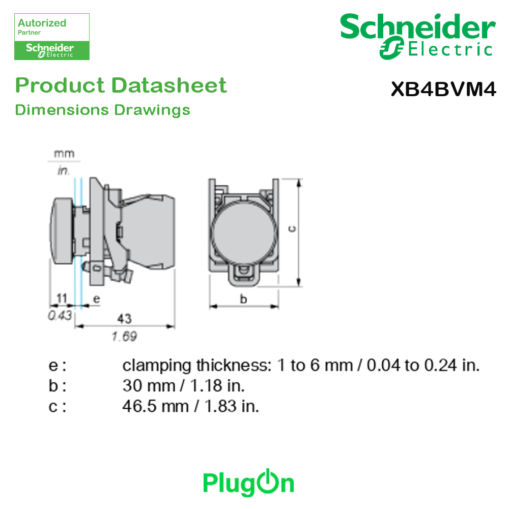 XB4BVM4 - Schneider Electric - ไพล็อทแลมป์ไฟแสดงสี แบบสีแดงชนิด LED ใช้ ...