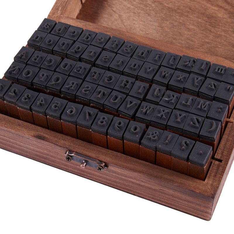 [ในสต็อก] [COD]Rubber Stamp Alphabet Number Symbol Wooden Box Set Print ...