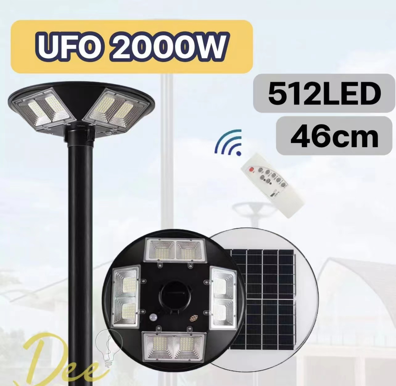 Deelight UFO 2000W โคมไฟถนนUFO Square Lightไฟถนน ไฟโซล่าเซลล์พลังงานแสงอาทิตย์Solar Street Light ...