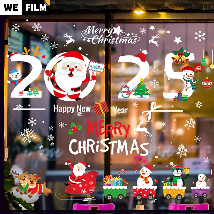 WEFILM Christmas Window Stickers Glass Decals Static Christmas Decor ...