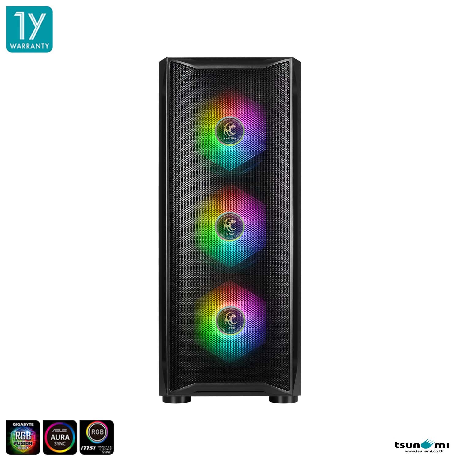 เคสคอมพิวเตอร์ Tsunami Coolman 190-4 Tempered Glass ATX Gaming Case รับ ...