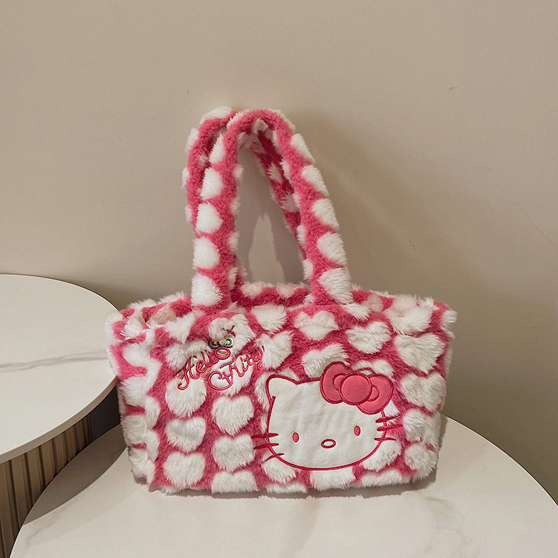 Hello Fluffy กระเป๋าถือสำหรับ Y2k สาวใหม่ Sanrio แฟชั่นสไตล์เกาหลีไหล่ ...
