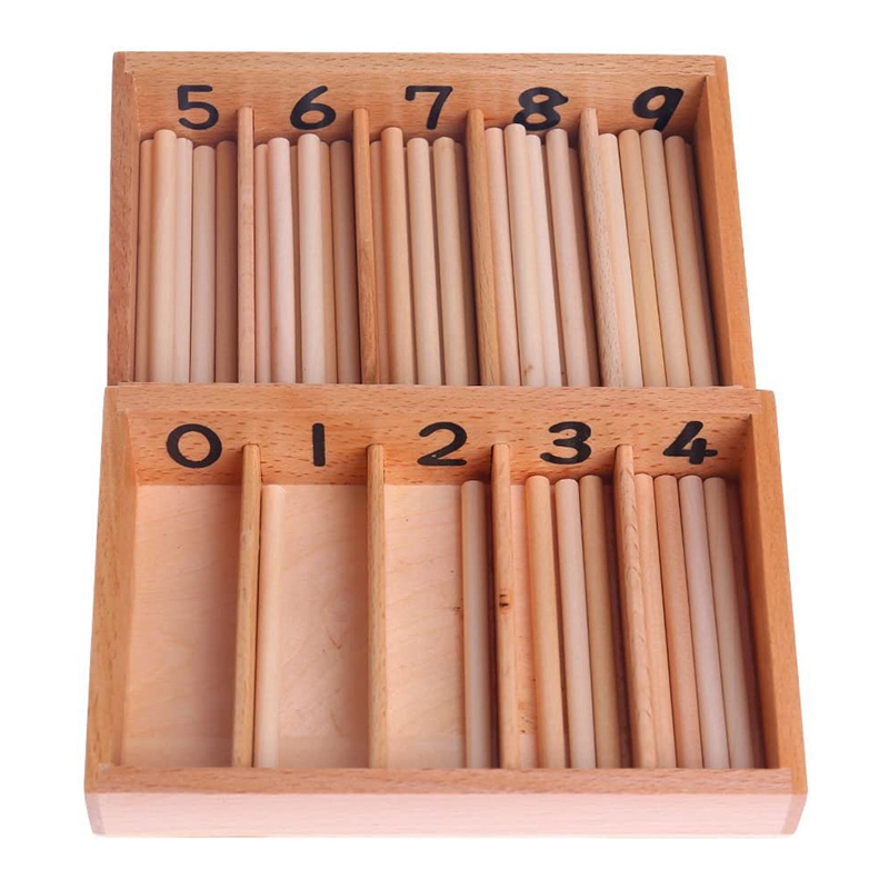 Wooden Spindle Box 45 Spindles Mathematics Counting Educational Toy ...