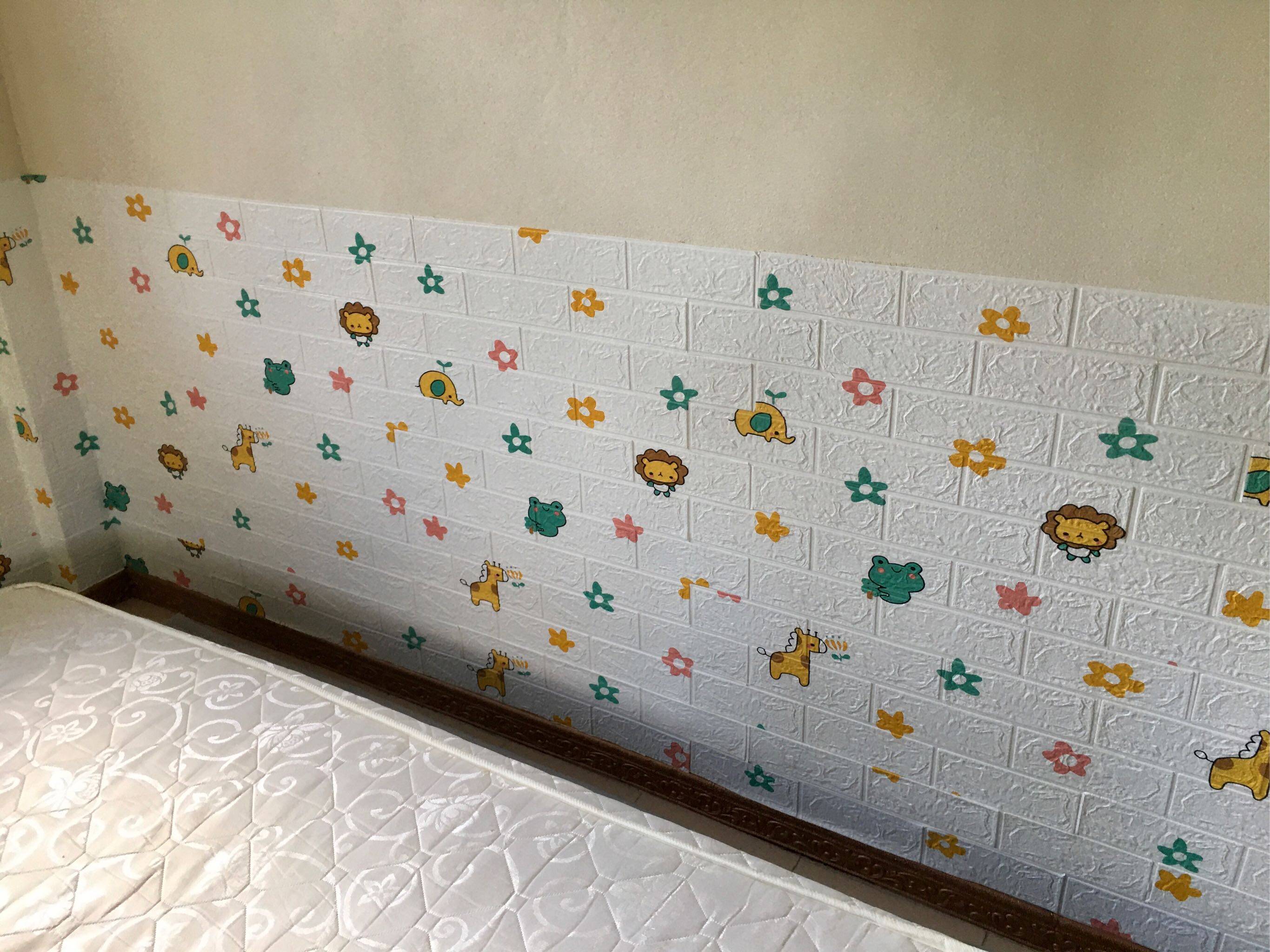 3d Wallpaper ขนาด 70x77 Cm แผ่นใหญ่ วอลเปเปอร์ สามมิติ สติ๊กเกอร์ติดผนัง วอลเปเปอร์ 3มิติ ติด