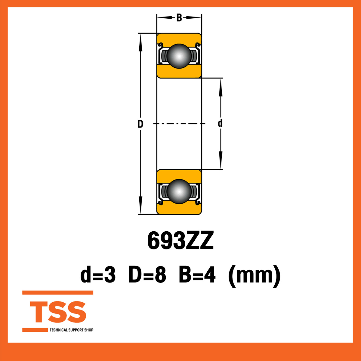 693ZZ (3x8x4 mm) SIGMA ตลับลูกปืนเม็ดกลมร่องลึก ฝาเหล็ก 2 ข้าง 693-2Z ...