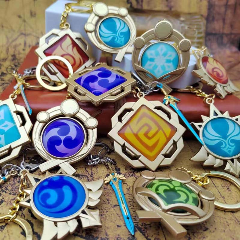 Anime Keychain Genshin Impact Element Vision God's Eye Luminous Inazuma ...